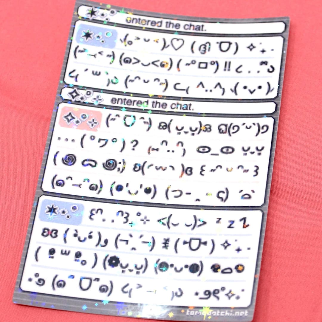 Kaomoji / ASCII / Pictochat Sticker Sheet - Hand Made - Holographic Vinyl 90s / Y2K Tech DS ...