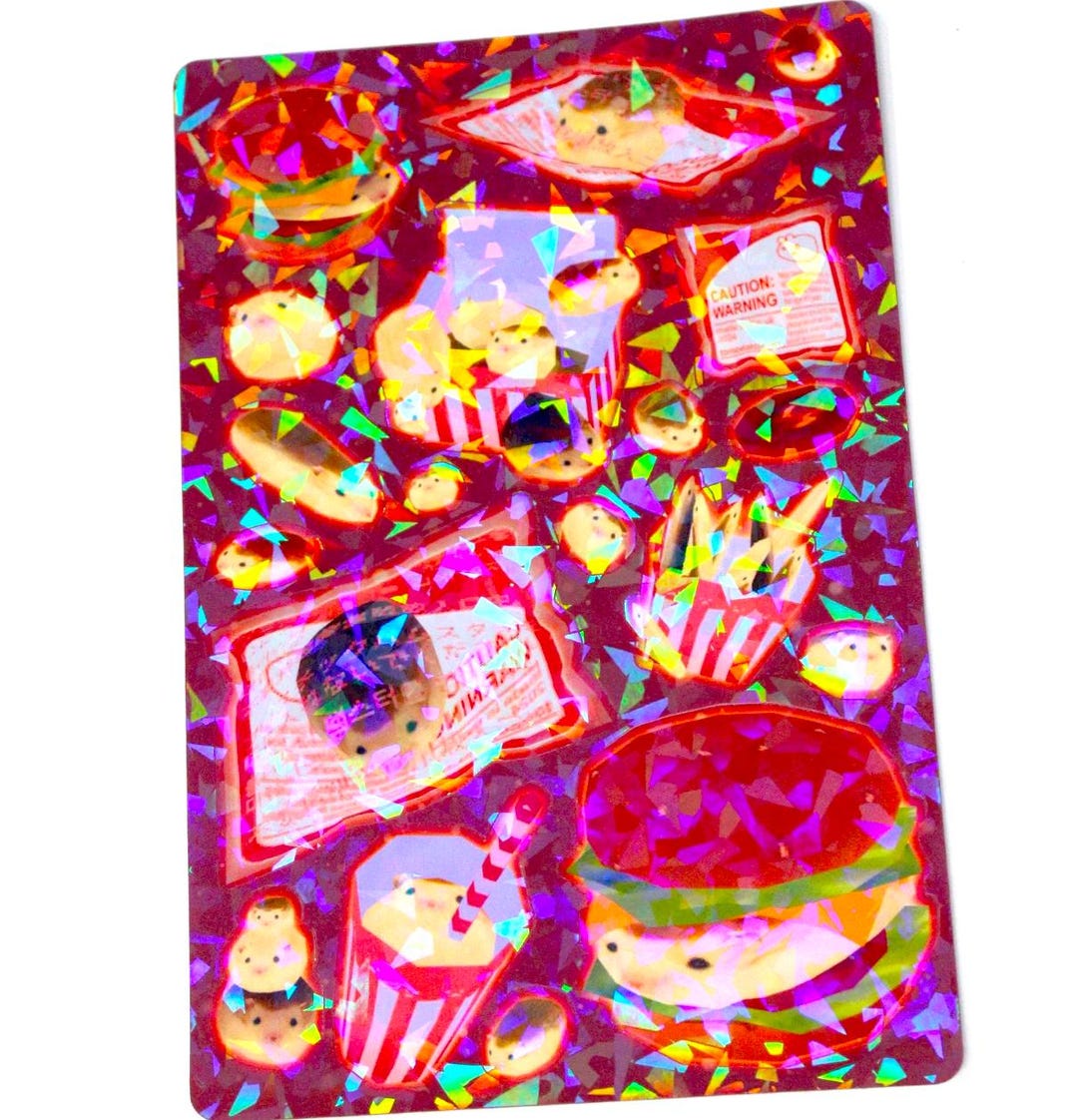 Hammy Meal Hamster Fast Food Sticker Sheet - Hand Made - Holographic ...