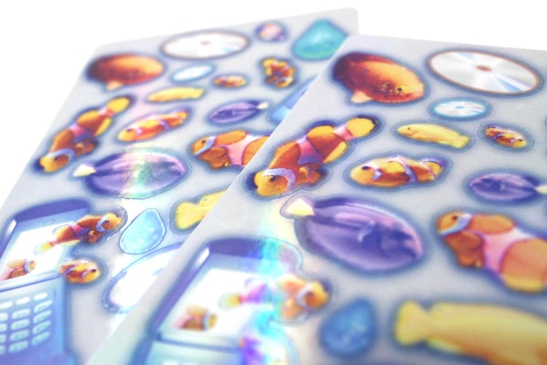 Frutiger Aero Style Holo Sticker Sheet - Hand Made - Holographic Vinyl ...