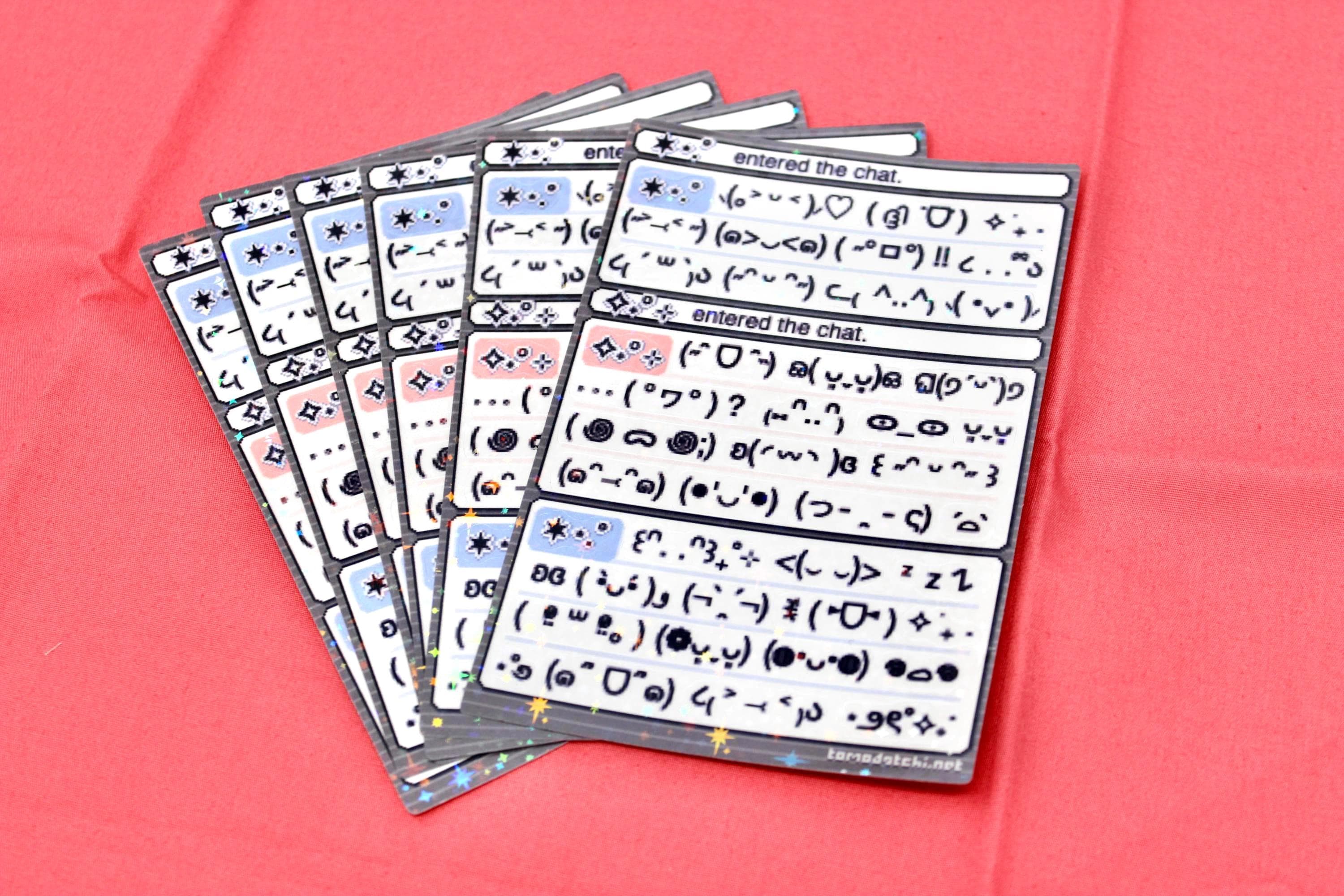 Kaomoji / ASCII / Pictochat Sticker Sheet - Hand Made - Holographic ...