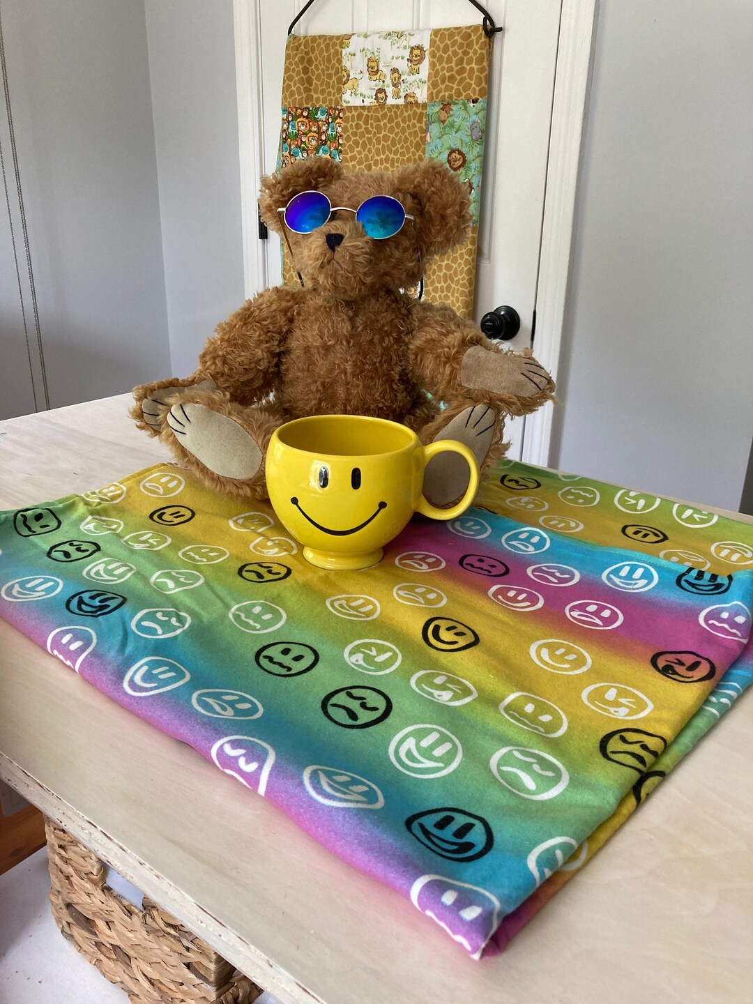 Smiley Face Cotton Flannel Baby Blanket - Etsy