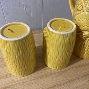 Enesco Yellow Ceramic Pitcher and Four Cups - Etsy