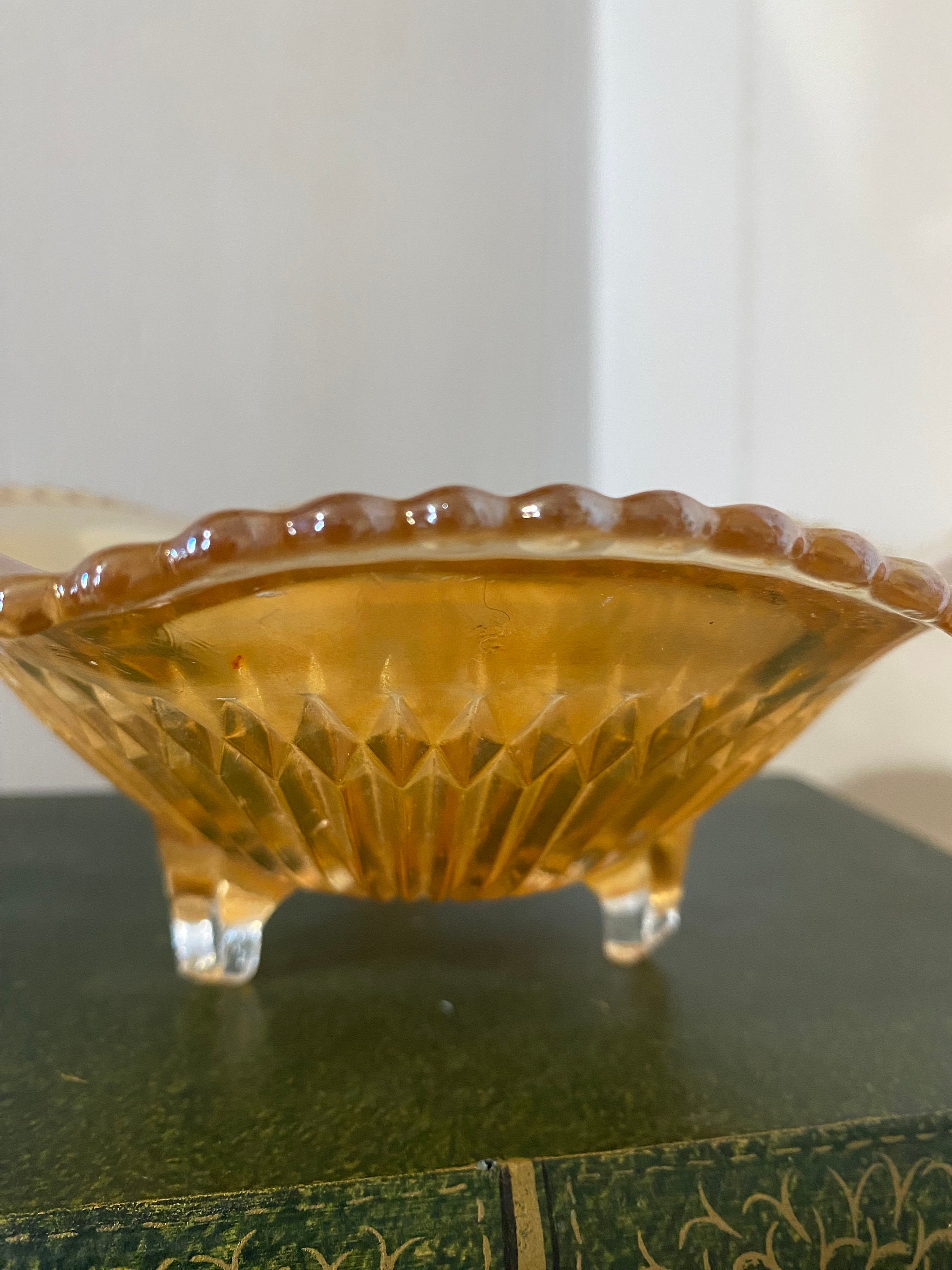 Jeanette Glass Anniversary Style Carnival Glass Footed Candy Dish - Etsy
