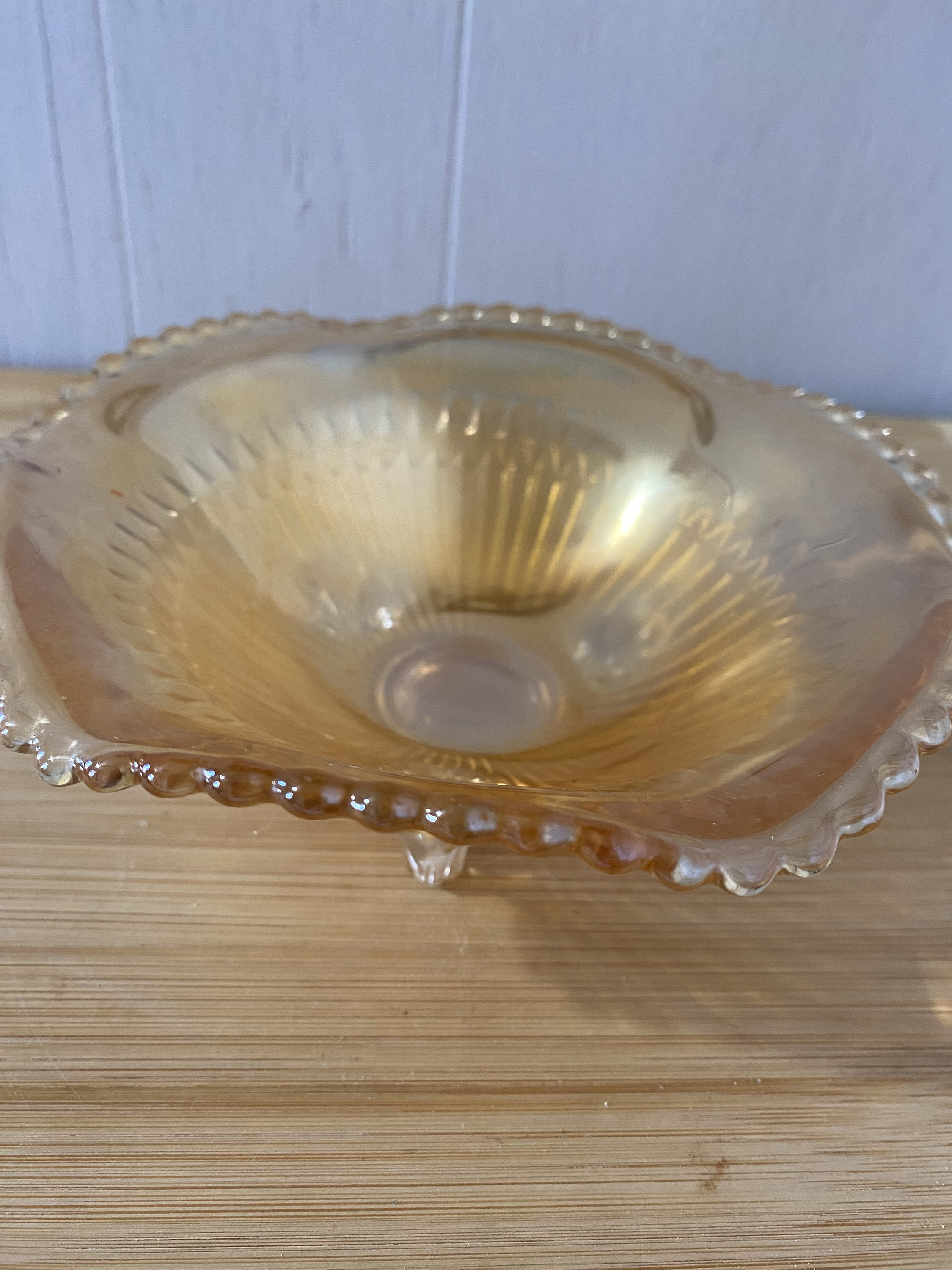 Jeanette Glass Anniversary Style Carnival Glass Footed Candy Dish - Etsy