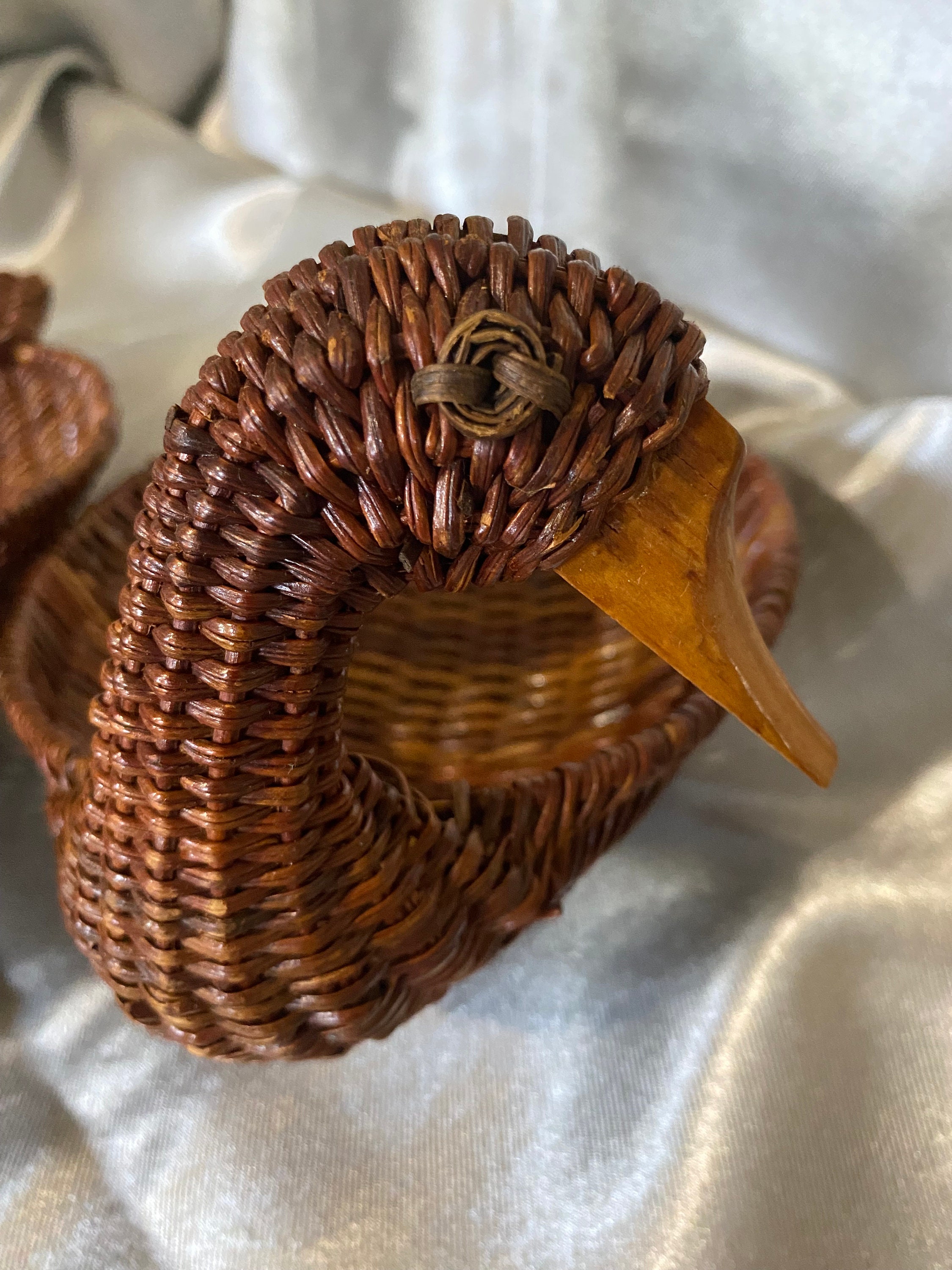 Vintage Pair of Wicker Ducks - Etsy