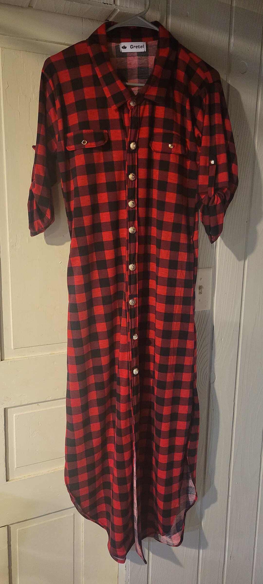 Women's Botton Down Checkered Dress - Etsy