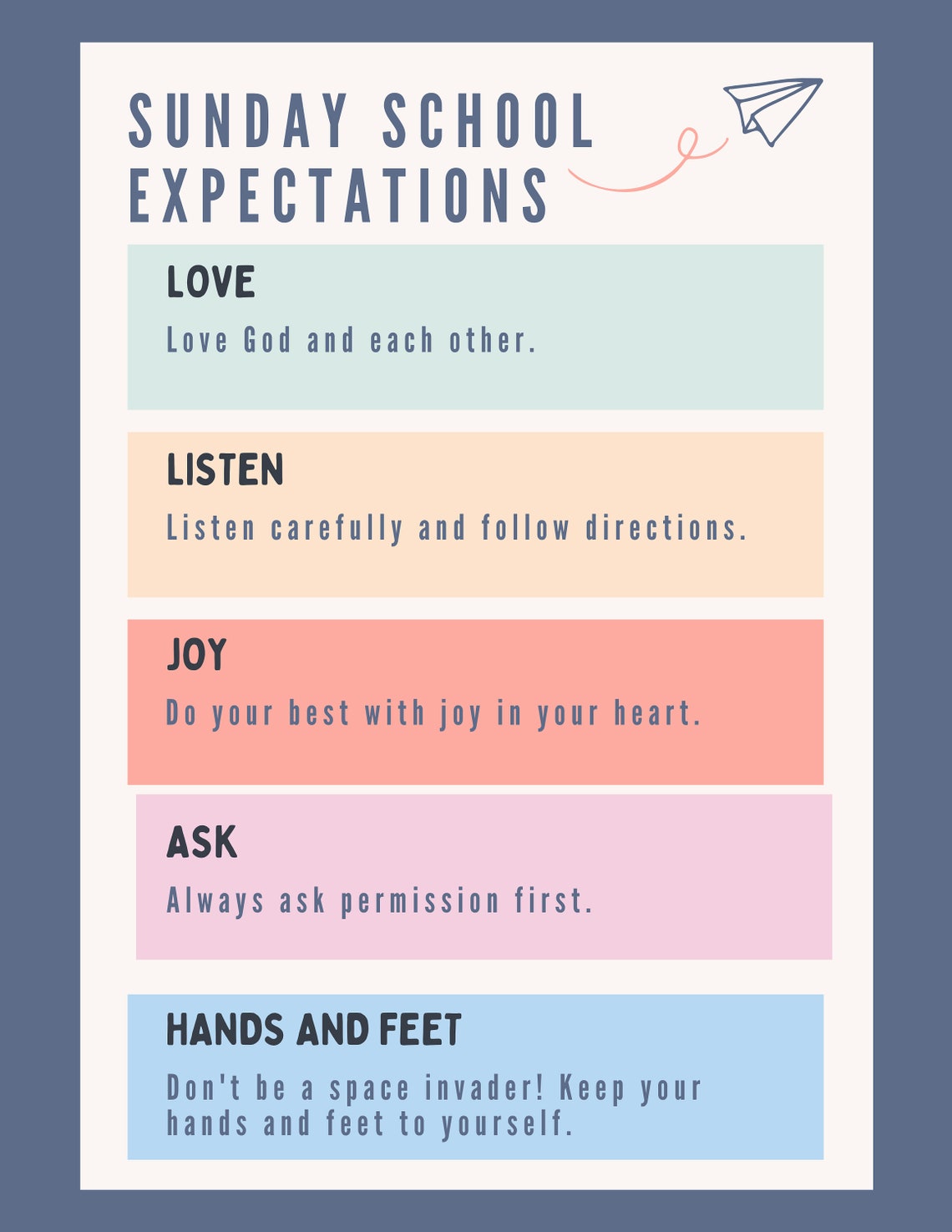 Sunday School Expectations/rules - Etsy