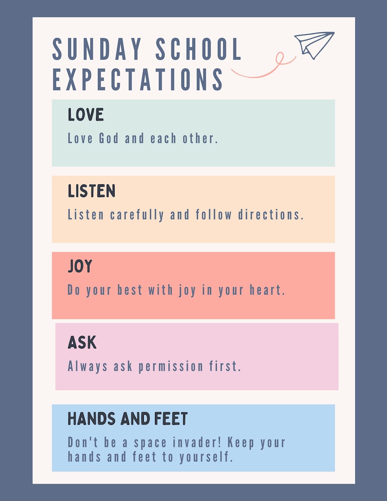 Sunday School Expectations/rules - Etsy