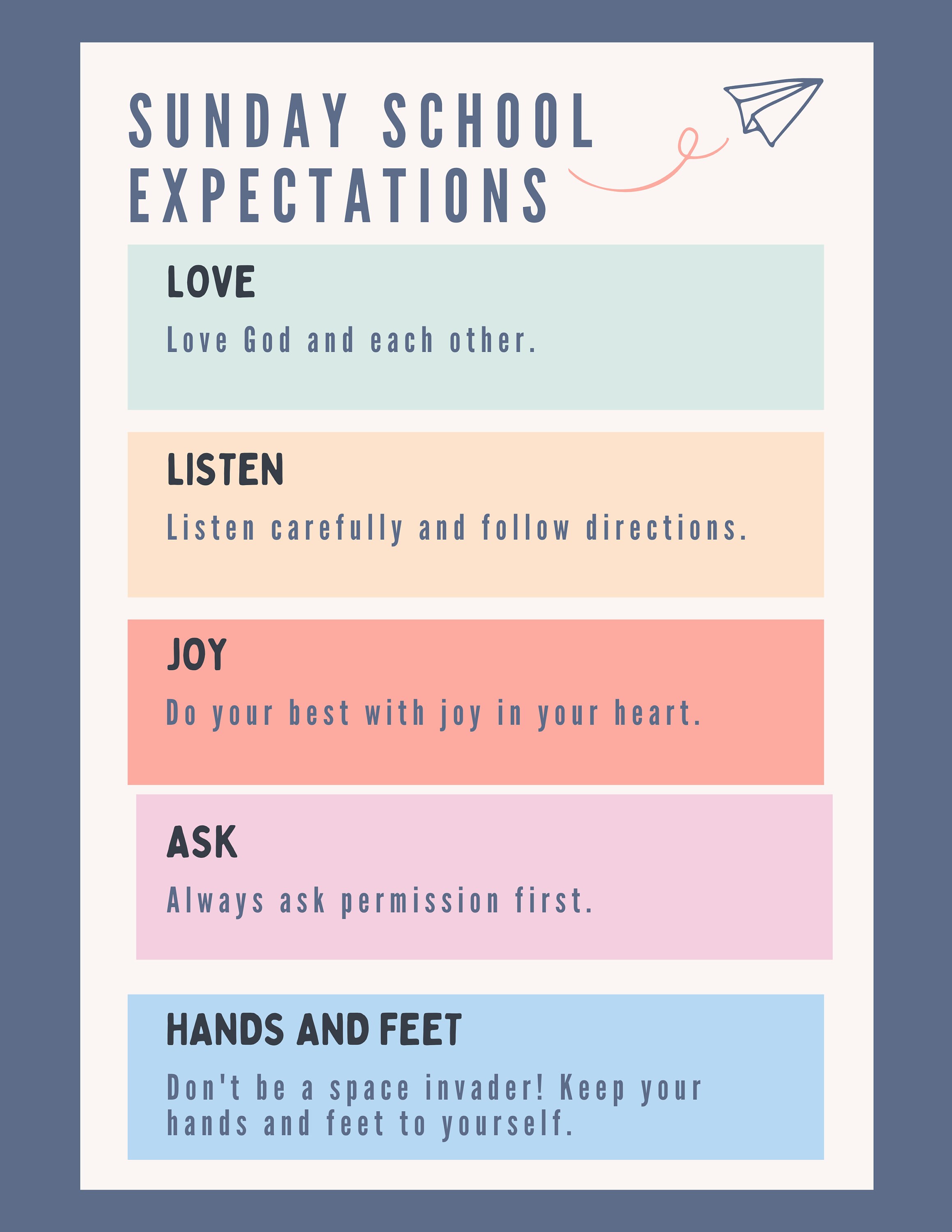 Sunday School Expectations/rules - Etsy