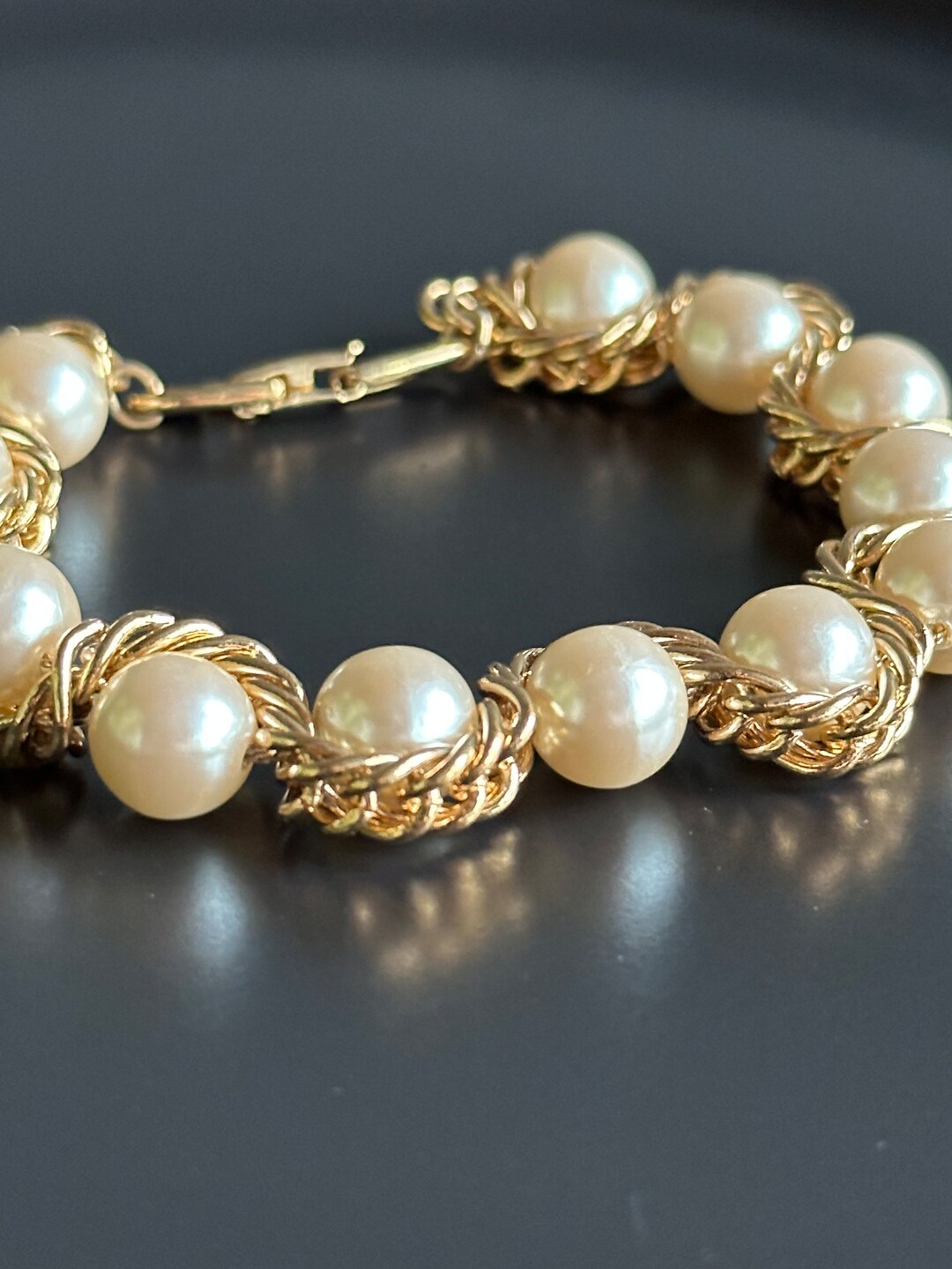 Vintage Signed Napier Gold Toned Chain and Creamy Pearl Bracelet - Etsy