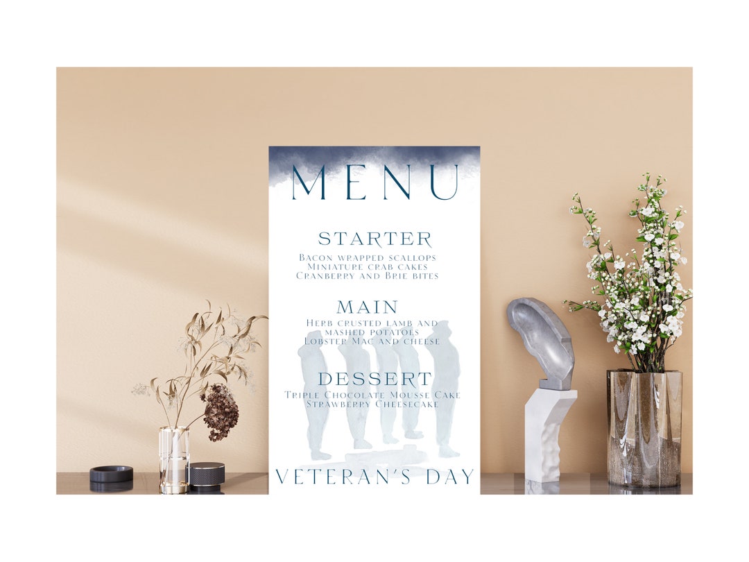 Veterans Day Menu Template, Veteran Dinner Menu Template, Military Menu ...