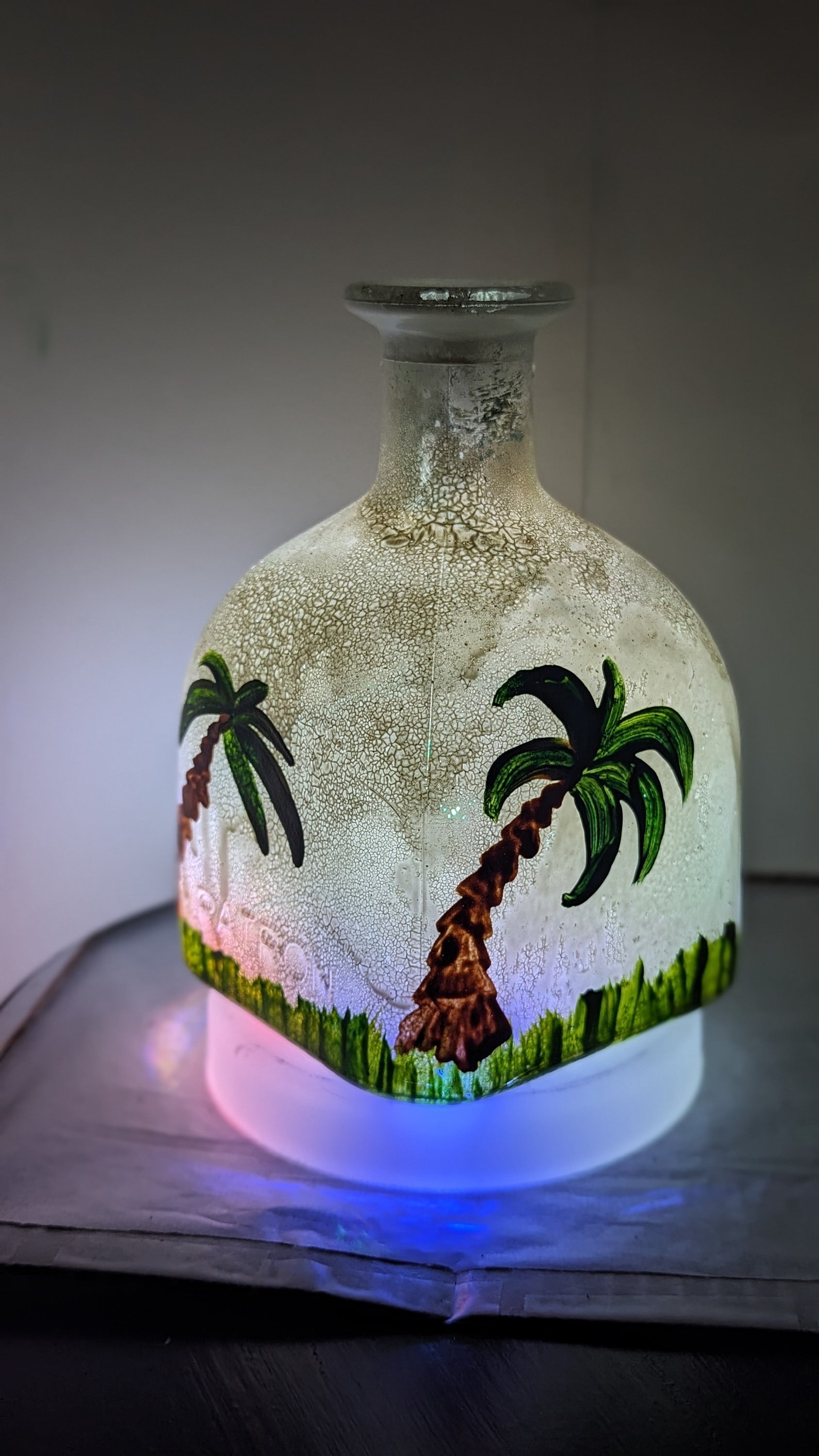 Hand Painted Bottle, Palm Trees on Patron - Etsy