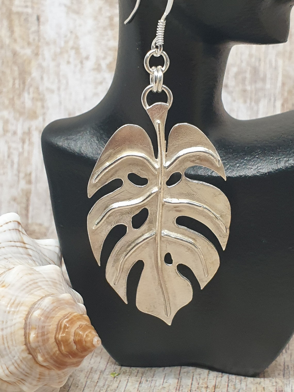 Sterling Silver 925 Unique Monstera Leaf Dangling Earrings Full ...