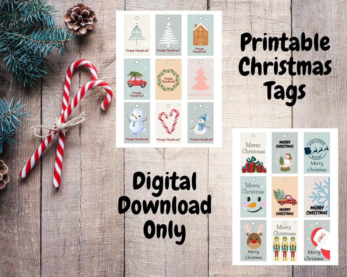 Printable Christmas Tags, Digital Christmas Tag, Christmas Gift Tags ...