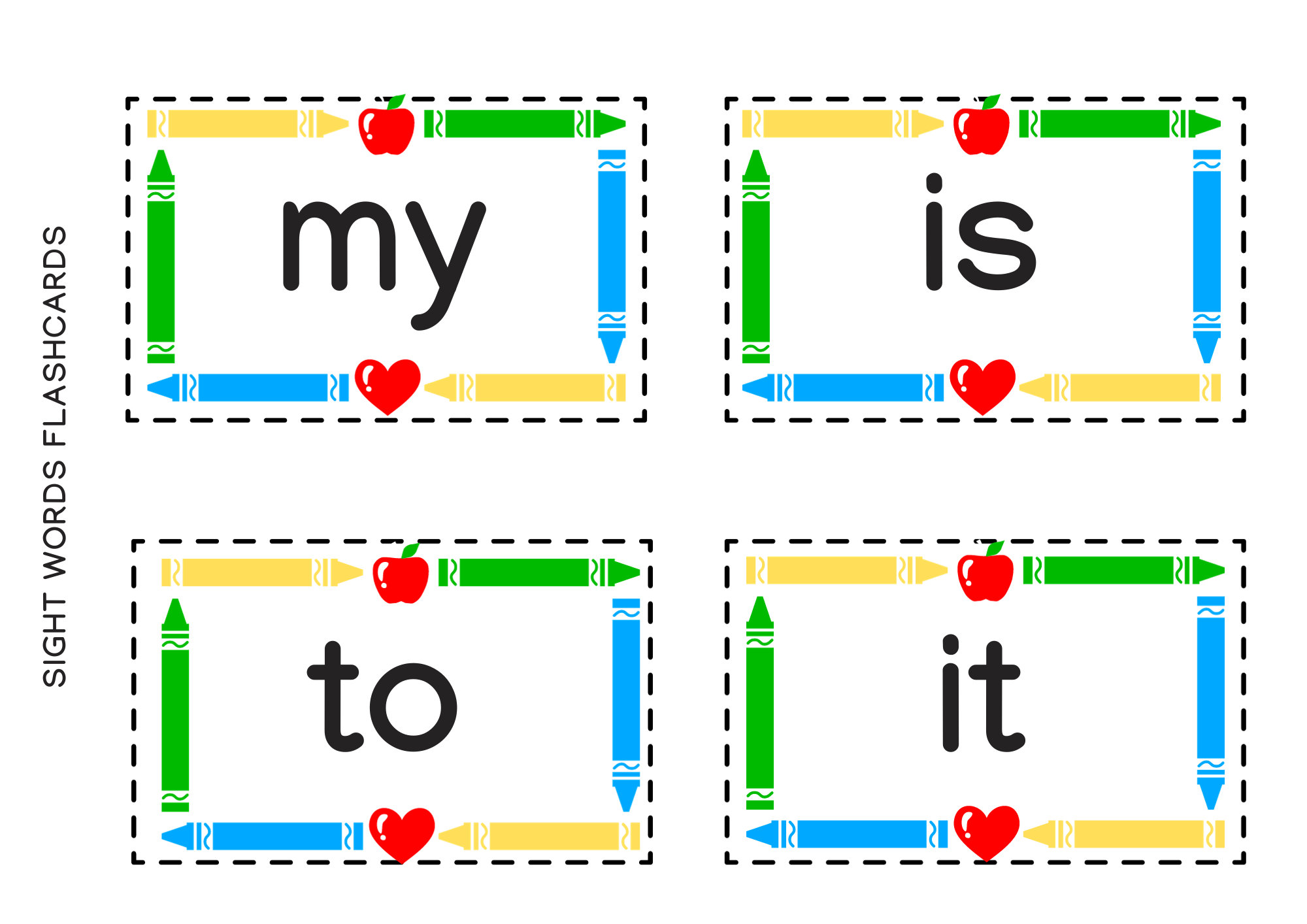 Printable Sight Words, Printable Flash Cards, Teacher, Kindergarten ...