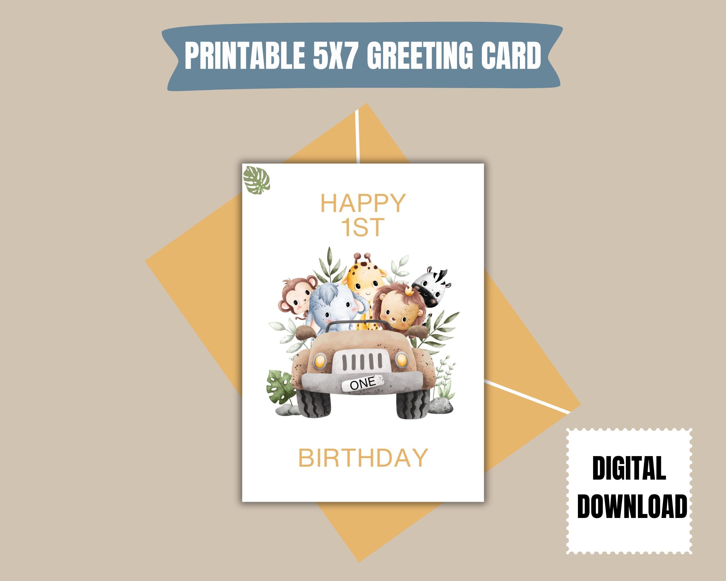 First Birthday Card Printable Birthday Card Digital Card - Etsy