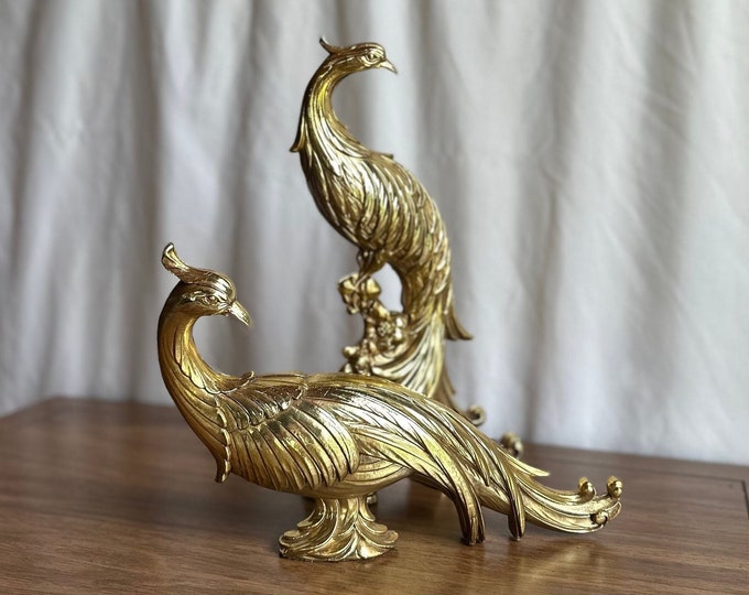 Vintage Syroco Gold Gilt Peacock Statues - Etsy