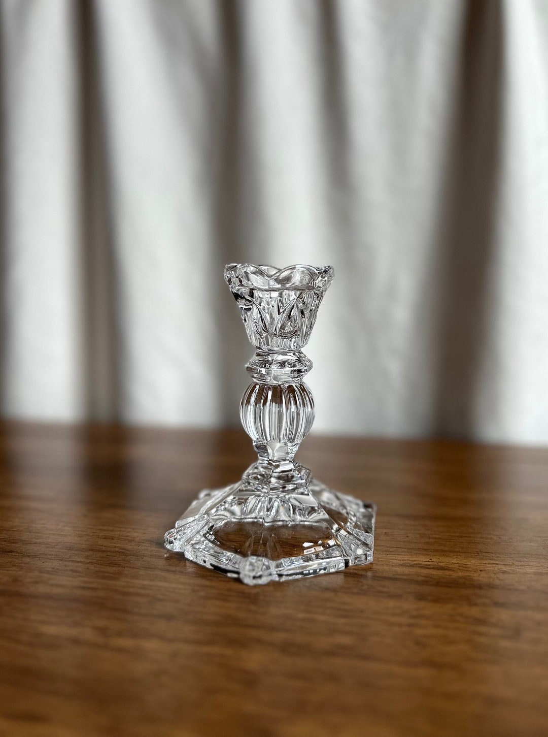 Small Vintage Crystal Cut Glass Candlestick Holder - Etsy