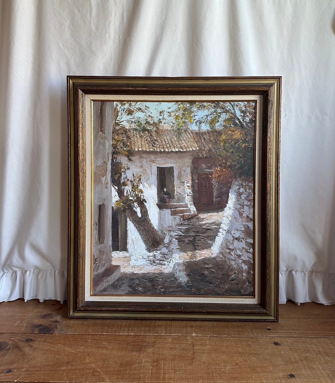 Vintage Original Oil on Canvas Spanish Village Manuel Cuberos - Etsy