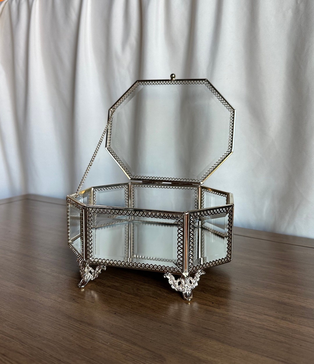 Gorgeous Gold Frame Glass Vanity Box - Etsy