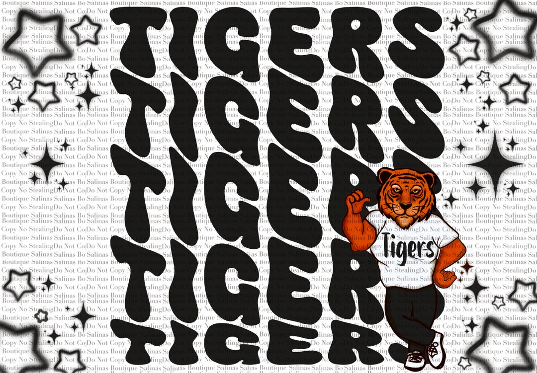 Tigers Mascot Wavy Font Stars Png - Etsy