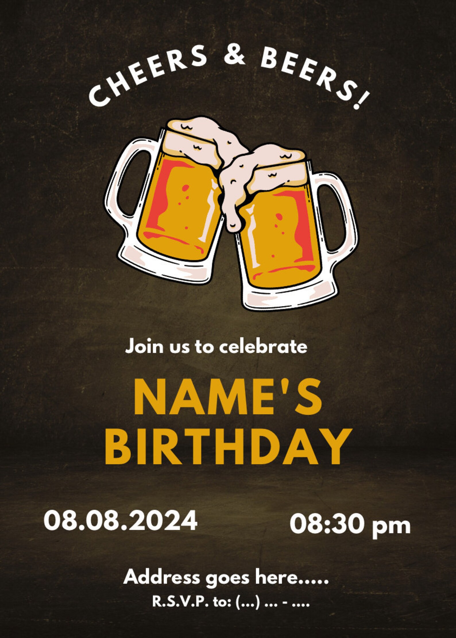 Cheers and Beers Birthday Invitation - Editable & Printable - Etsy