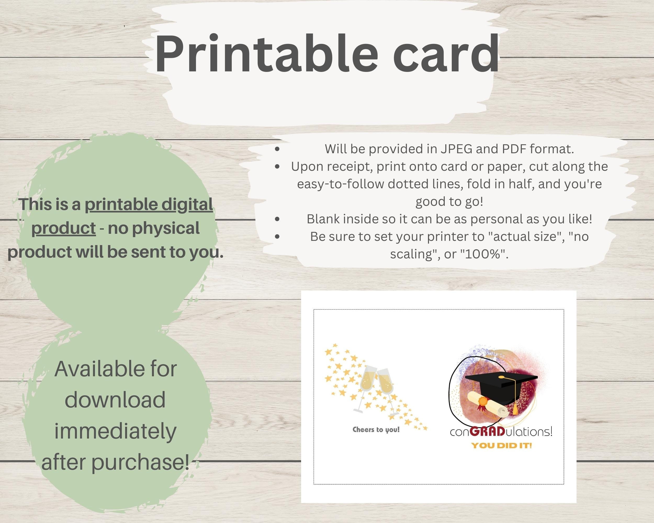 Graduation Card - Printable Instant Download - Digital Card for ...