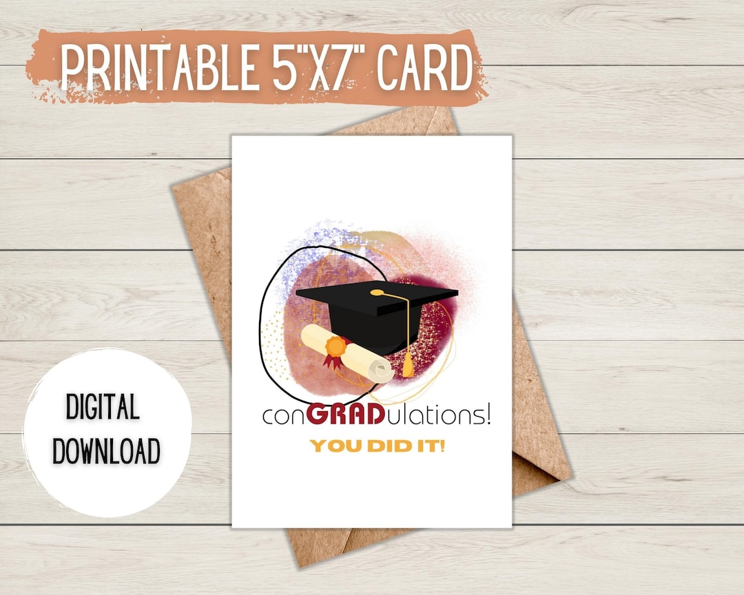 Graduation Card - Printable Instant Download - Digital Card for ...
