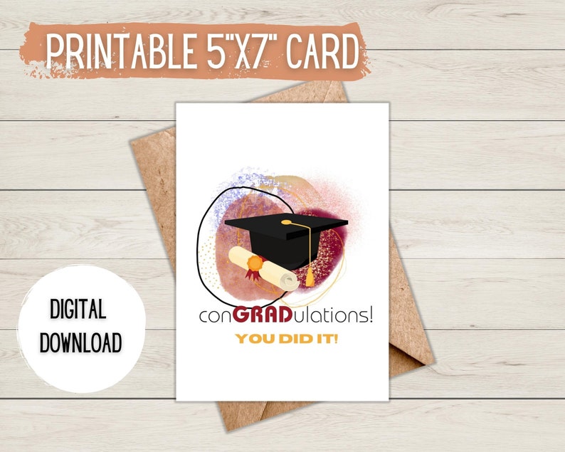 Graduation Card - Printable Instant Download - Digital Card for ...
