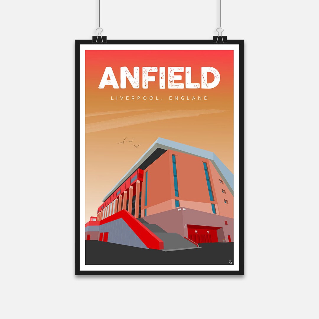 Anfield Stadium Liverpool Print | A4 A3 | Liverpool | Unframed ...