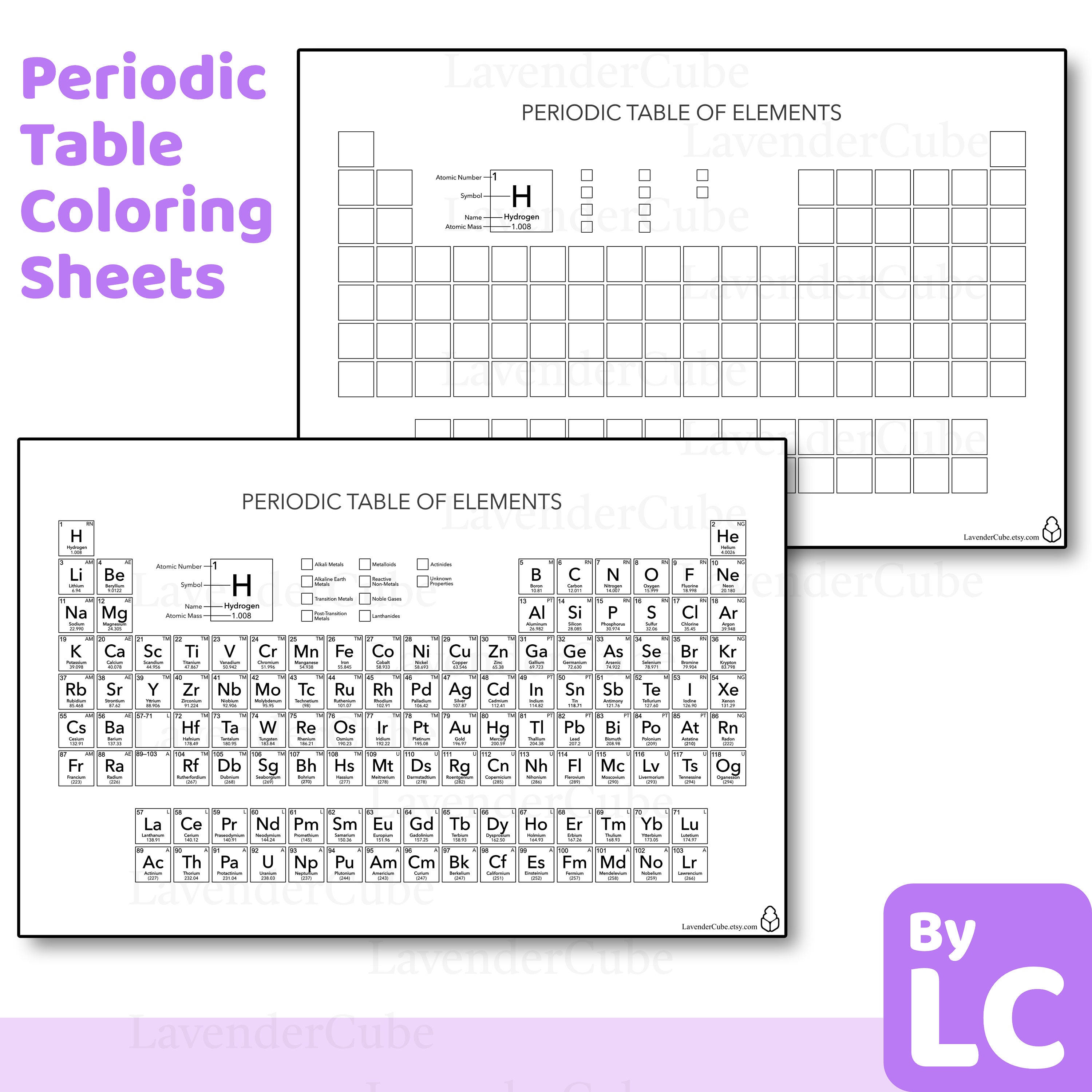 Periodic Table Coloring Sheets - Digital Download - Teacher Resource ...