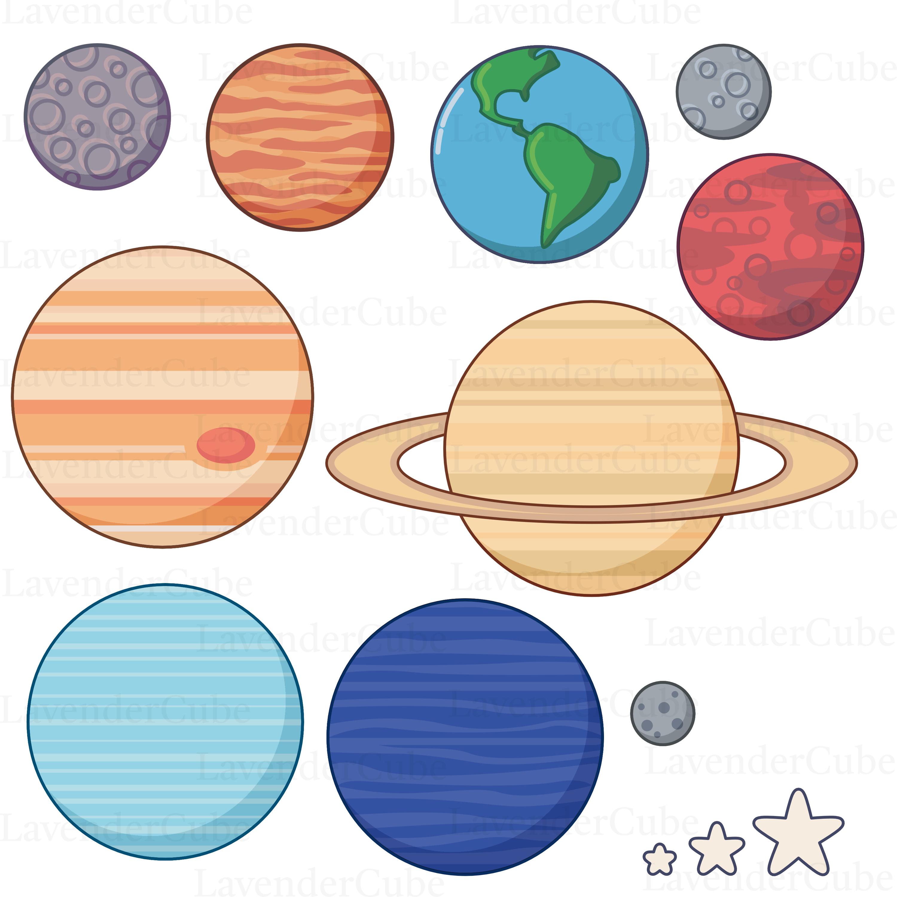 Solar System Clipart - Digital Download - 300 DPI - Planets -png - Etsy