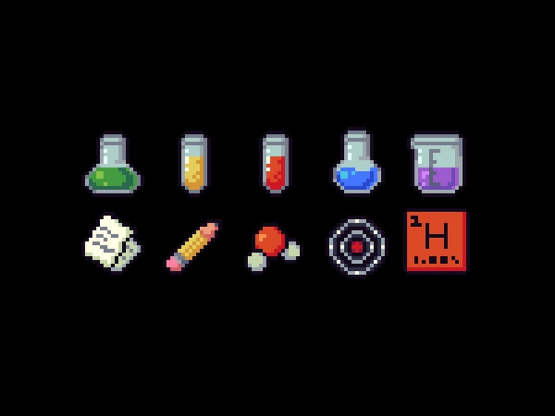 Pixel Art Chemistry Icons Digital Download Clip Art Image File - Etsy
