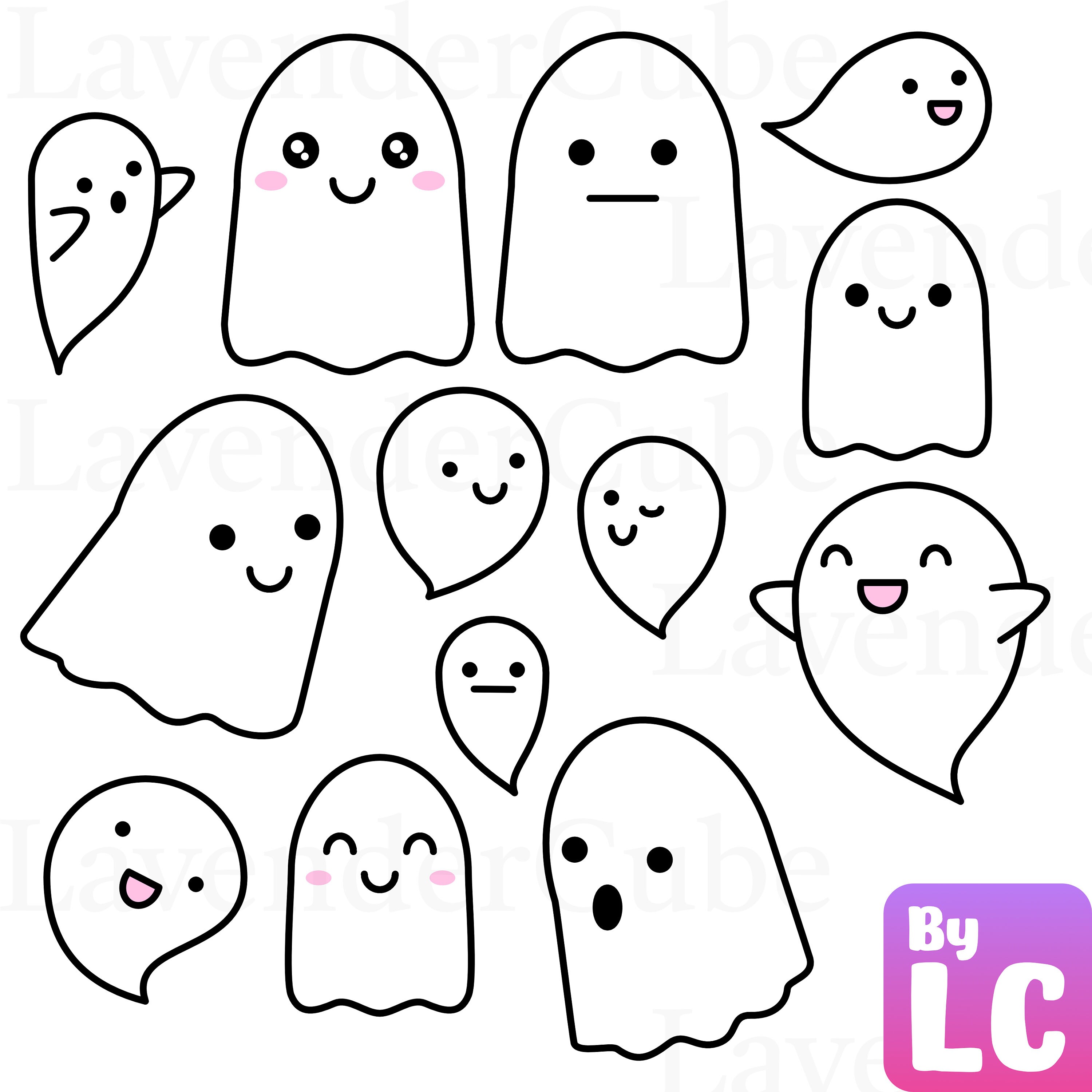 Cute Ghost Clipart - Digital Download - Png - Jpg - Etsy Cute Ghost Clipart - Digital Download - Png - Jpg - Etsy