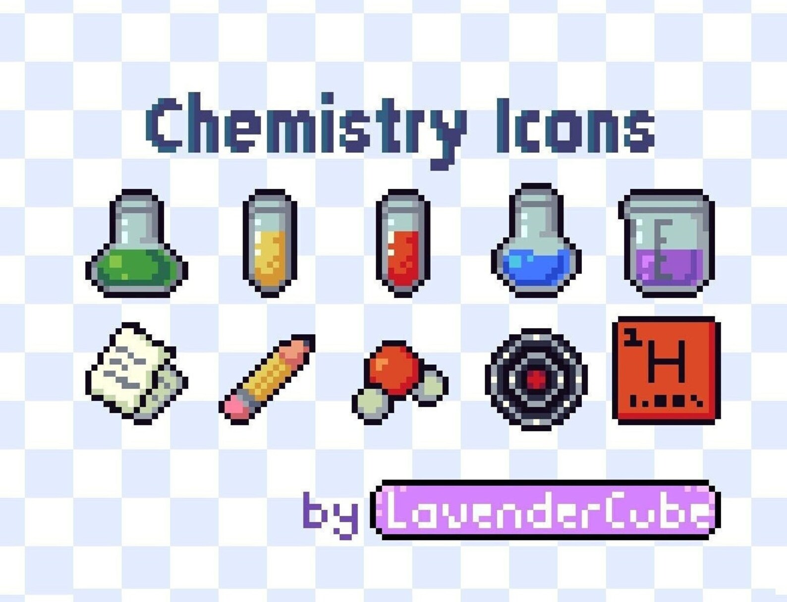 Pixel Art Chemistry Icons Digital Download Clip Art Image File - Etsy UK