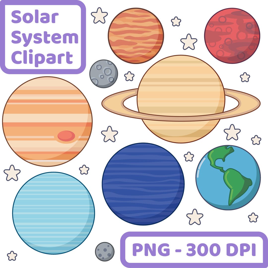 Solar System Clipart - Digital Download - 300 DPI - Planets -png - Etsy