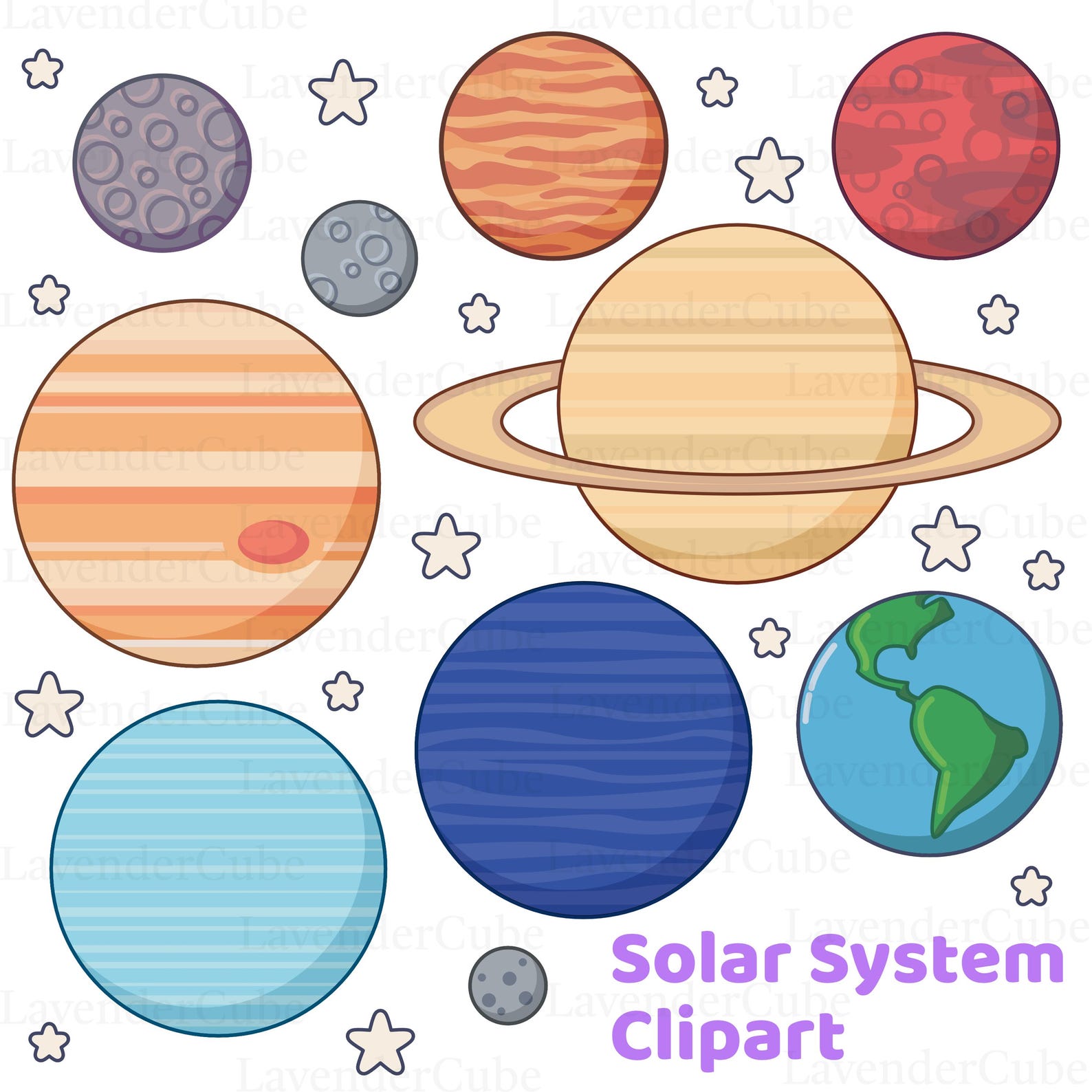 Solar System Clipart - Digital Download - 300 DPI - Planets -png - Etsy