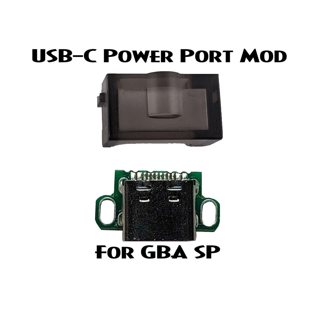 GBA SP USB-C Charger Power Port Mod Clear Black Bevel Game Boy Advance ...