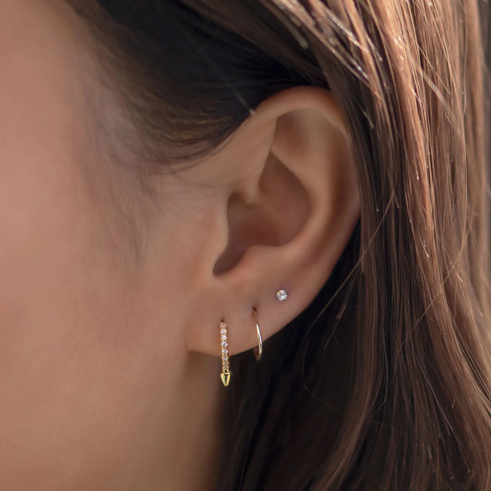 Dainty Ear Cuff Earrings With Smooth Silver Hoops - Etsy