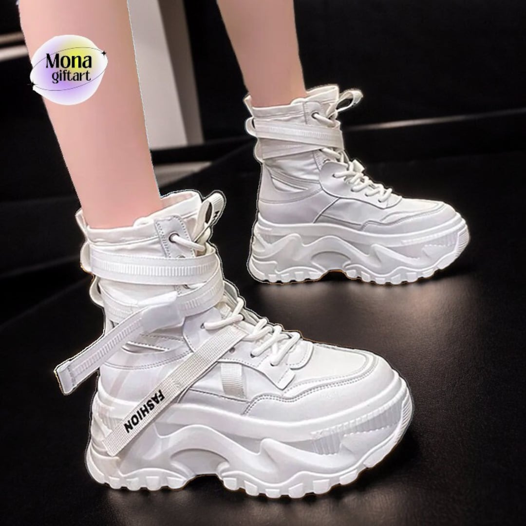 Y2K Chunky Platform Motorcycle Boots, Lace up Thick Bottom Shoes, Ankle ...