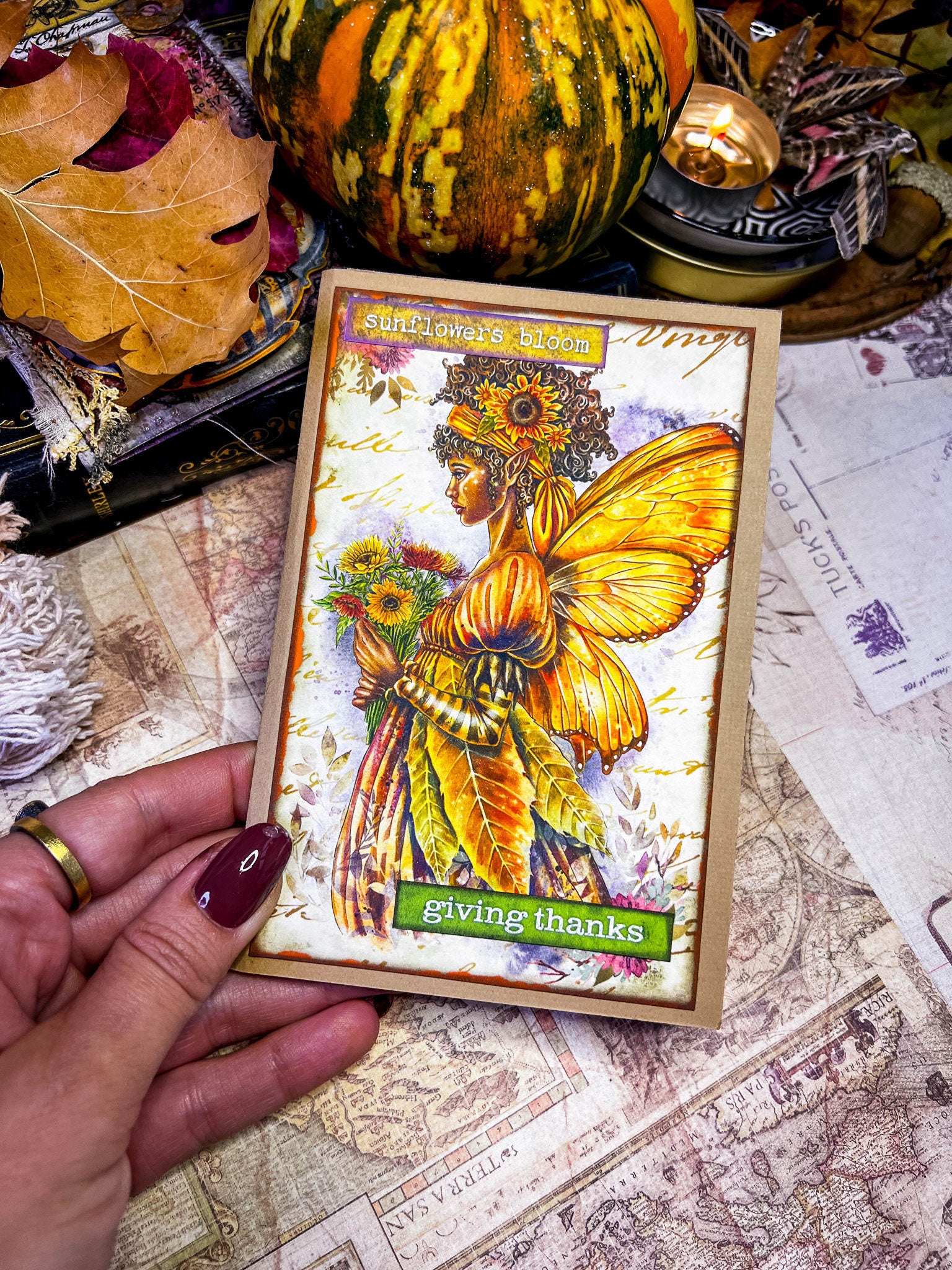 Printable 4x6 Harvest Fairy Card Kit With Pockets Ephemera - Etsy