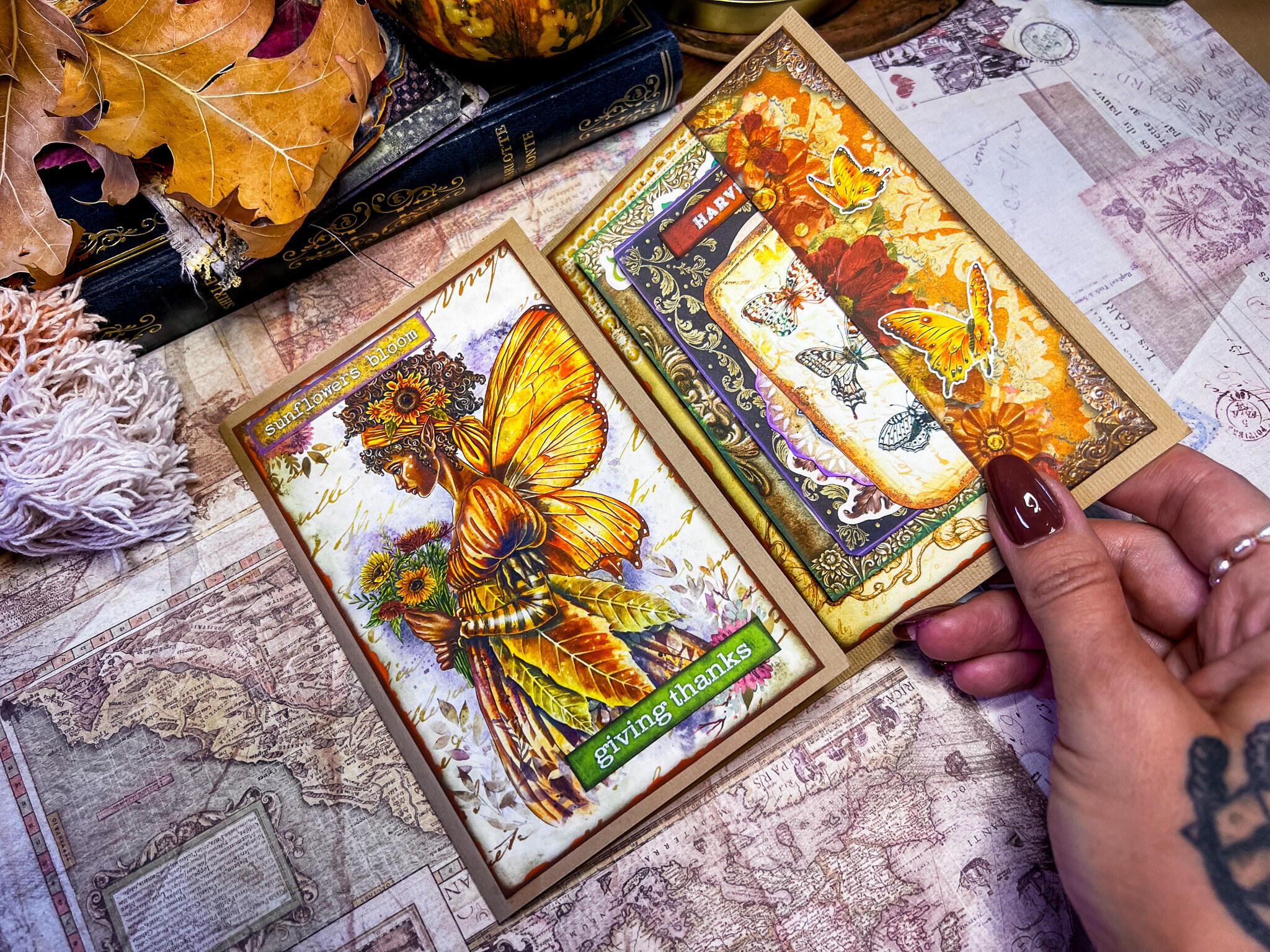 Printable 4x6 Harvest Fairy Card Kit With Pockets Ephemera - Etsy