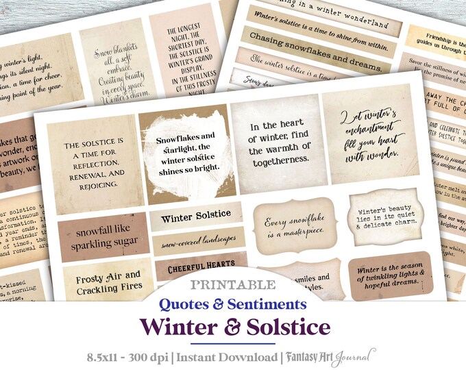 Printable Winter Solstice Quotes and Words Ephemera for Junk Journaling ...