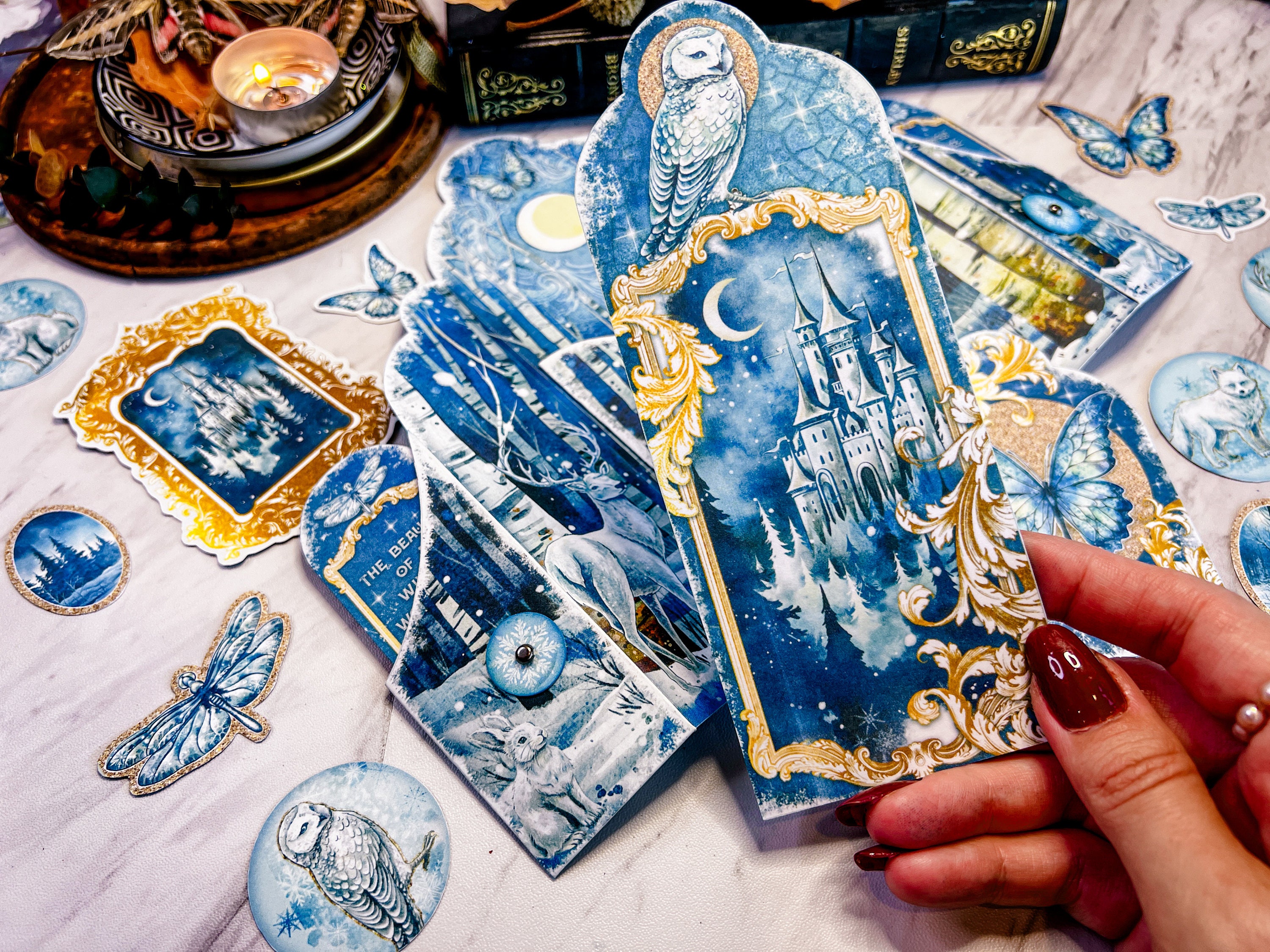 Printable Winter Folio Card Kit With Pockets and Bookmark Inserts ...