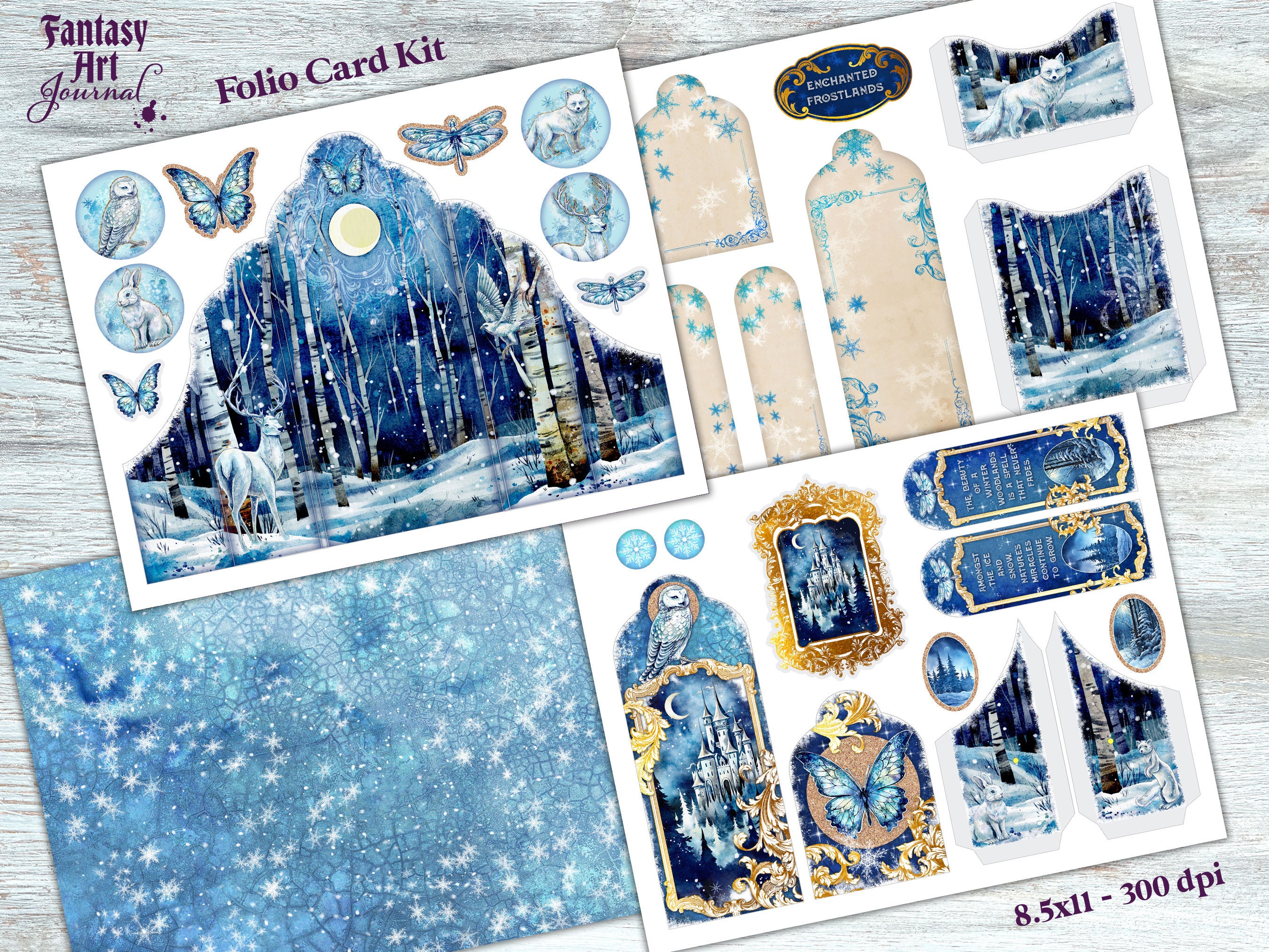 Printable Winter Folio Card Kit With Pockets and Bookmark Inserts ...