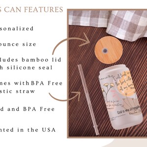 Christian Affirmation Iced Coffee Cup, Bible Verse Glass Tumbler, Beer ...