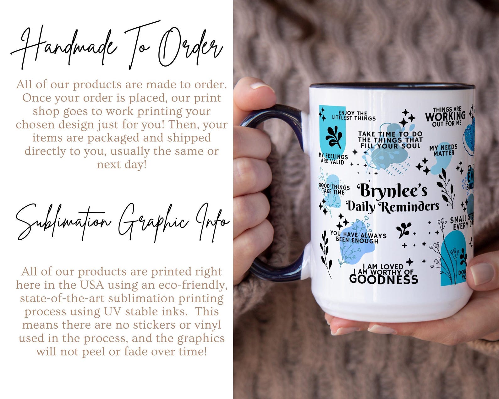 Personalized Daily Affirmations Coffee Mug, Custom Daily Reminders Cup ...