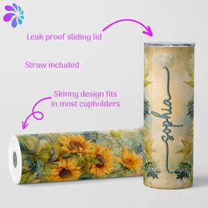 Personalized Sunflower Tumbler Cup, Custom Sunflower Tumbler, Sunflower ...