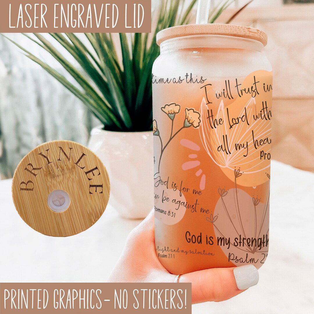 Christian Affirmation Iced Coffee Cup, Bible Verse Glass Tumbler, Beer ...