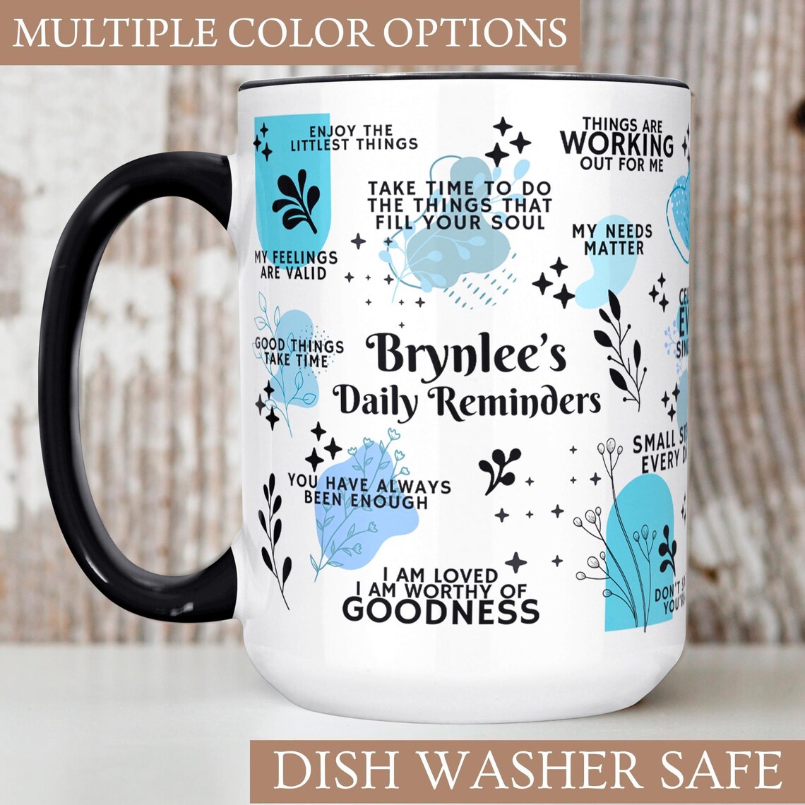 Personalized Daily Affirmations Coffee Mug, Custom Daily Reminders Cup ...